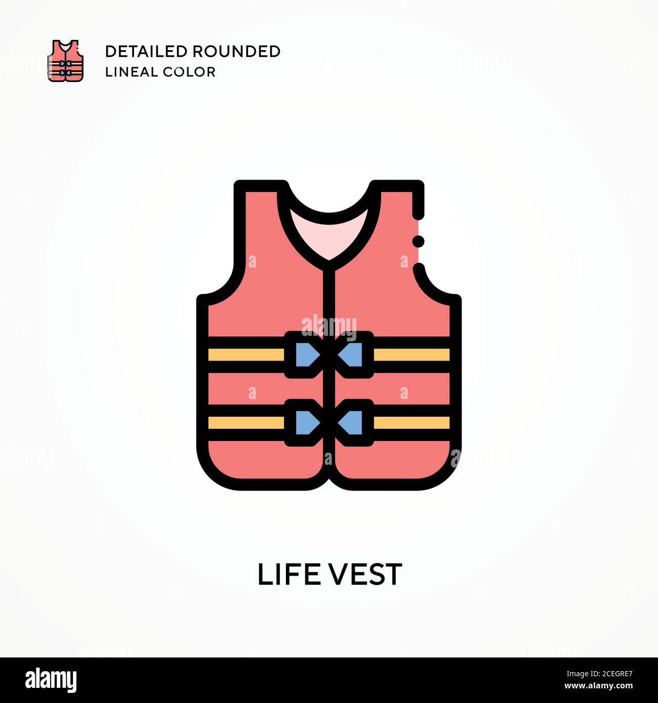 Life vest detailed rounded lineal color. Modern vector illustration ...