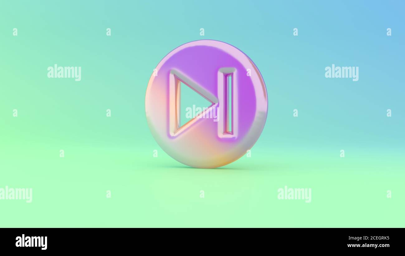 Colorful vibrant 3d rendering puffed symbol of skip symbol in circle on ...