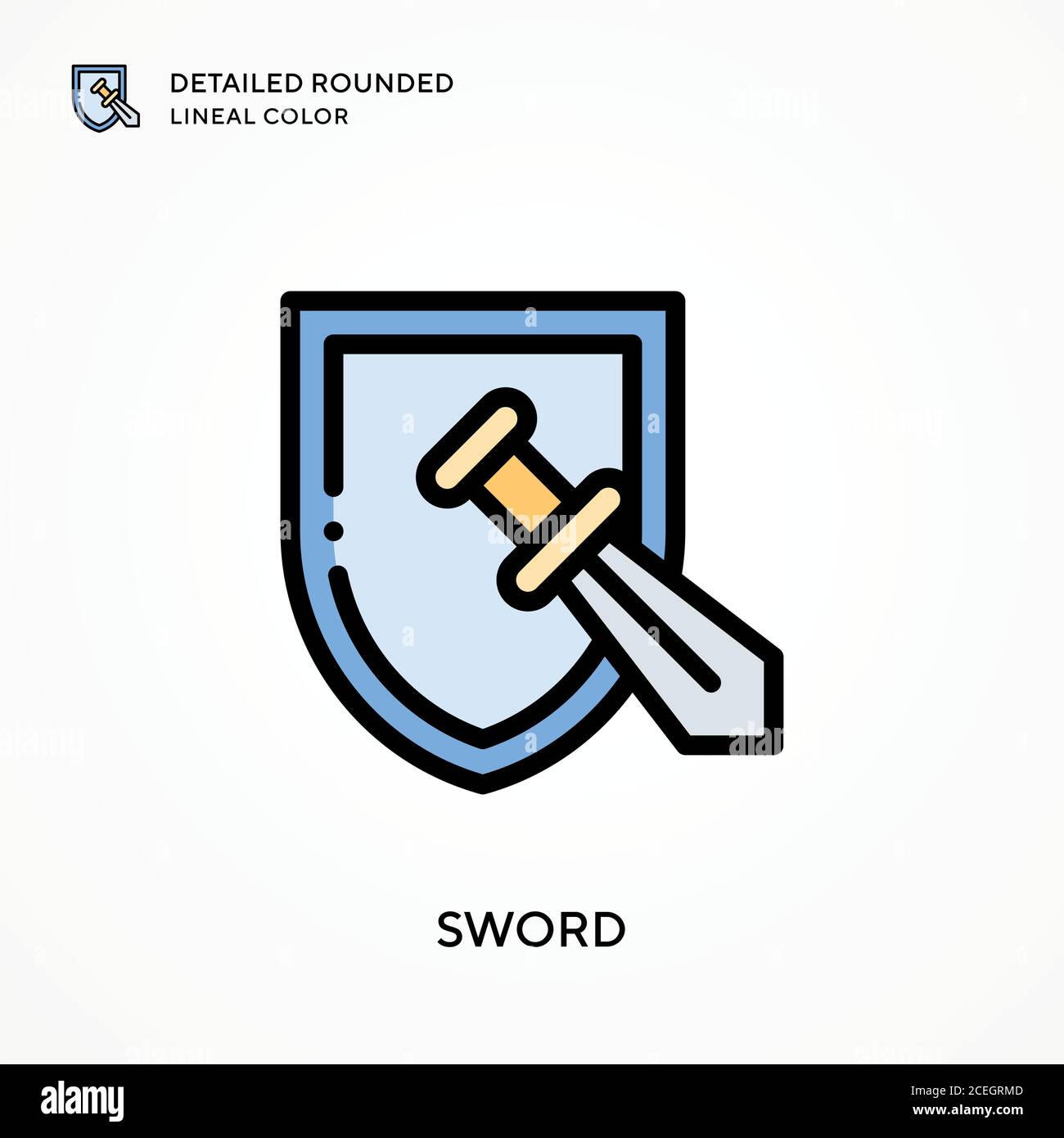 Sword detailed rounded lineal color. Modern vector illustration ...