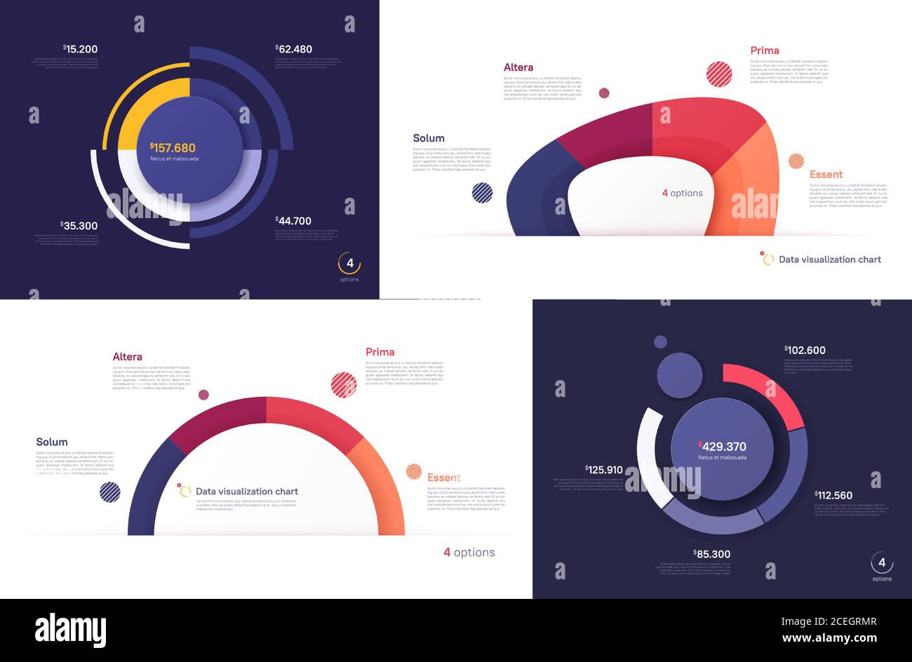 Set of vector circle chart designs, modern templates for creating ...