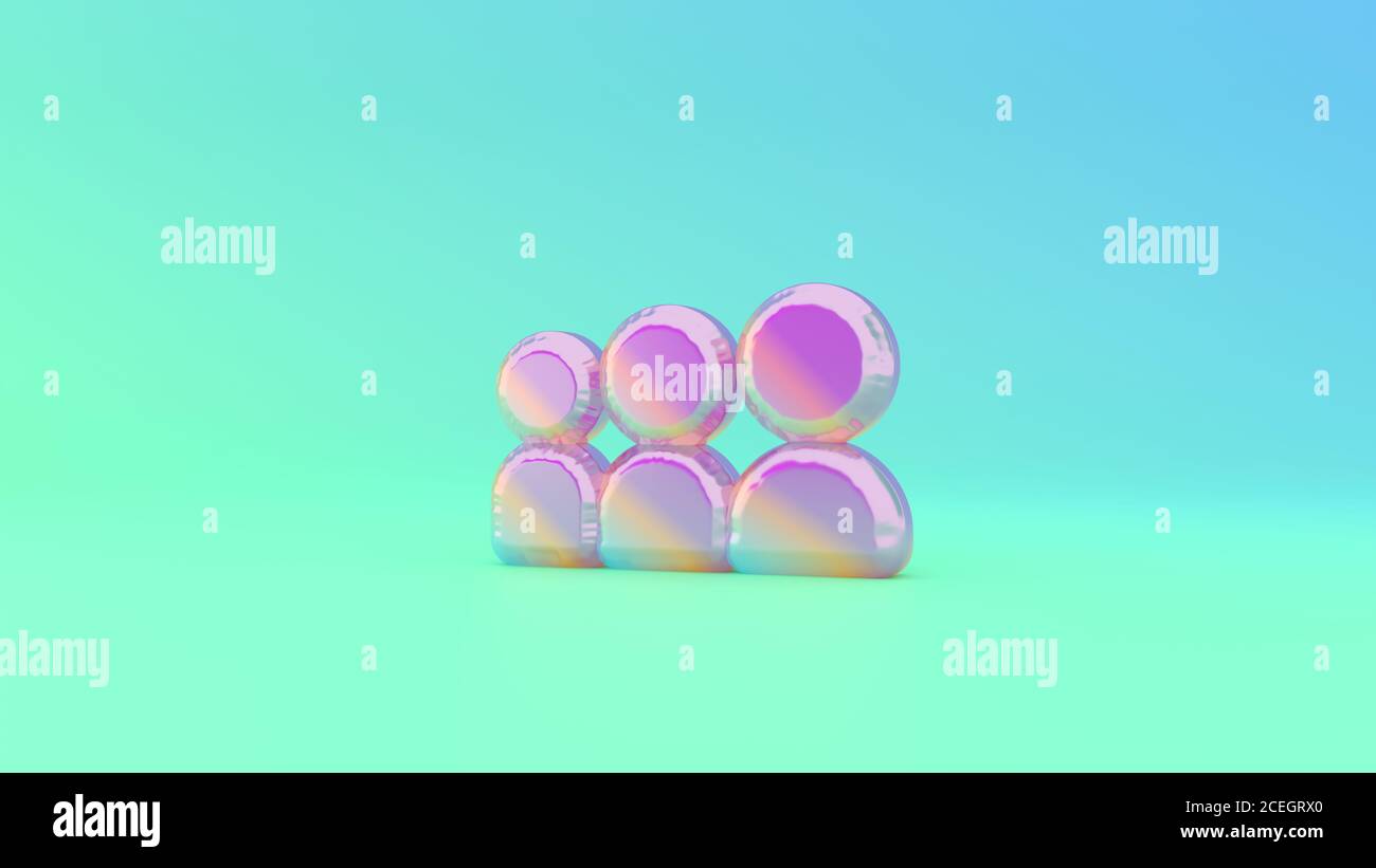 Colorful vibrant 3d rendering puffed symbol of myspace three people on ...