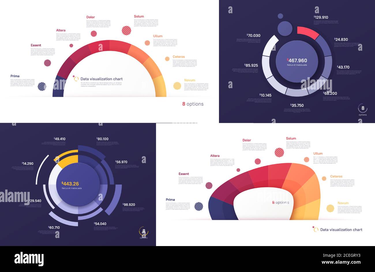 Set of vector circle chart designs, modern templates for creating ...