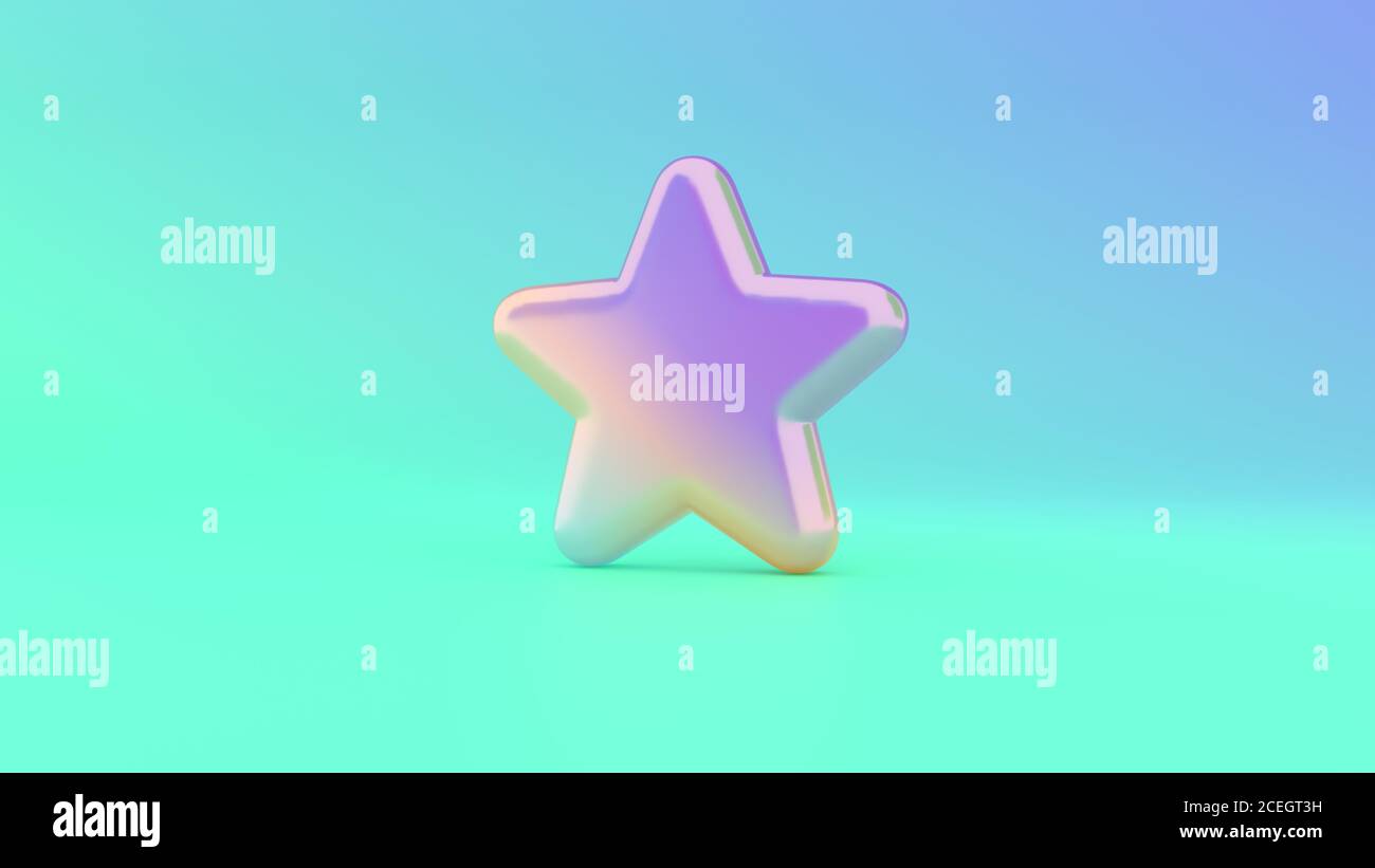 Colorful vibrant 3d rendering puffed symbol of star with rounded points ...