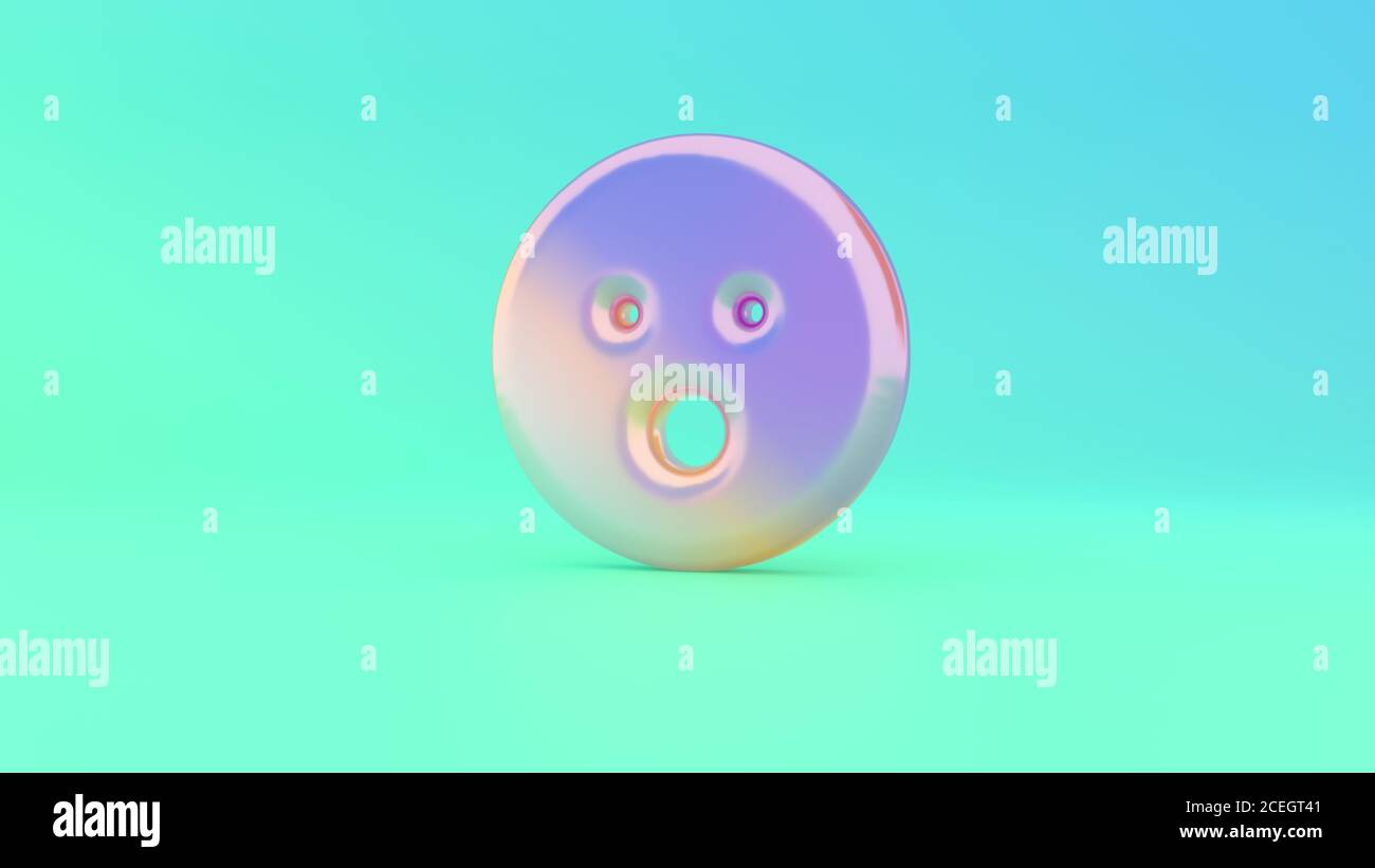 Colorful vibrant 3d rendering puffed symbol of surprise emoticon on ...