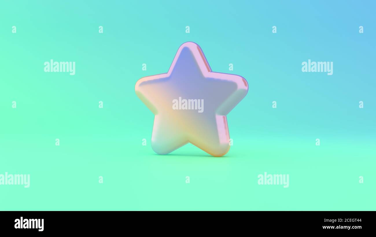 Colorful vibrant 3d rendering puffed symbol of star with rounded points ...