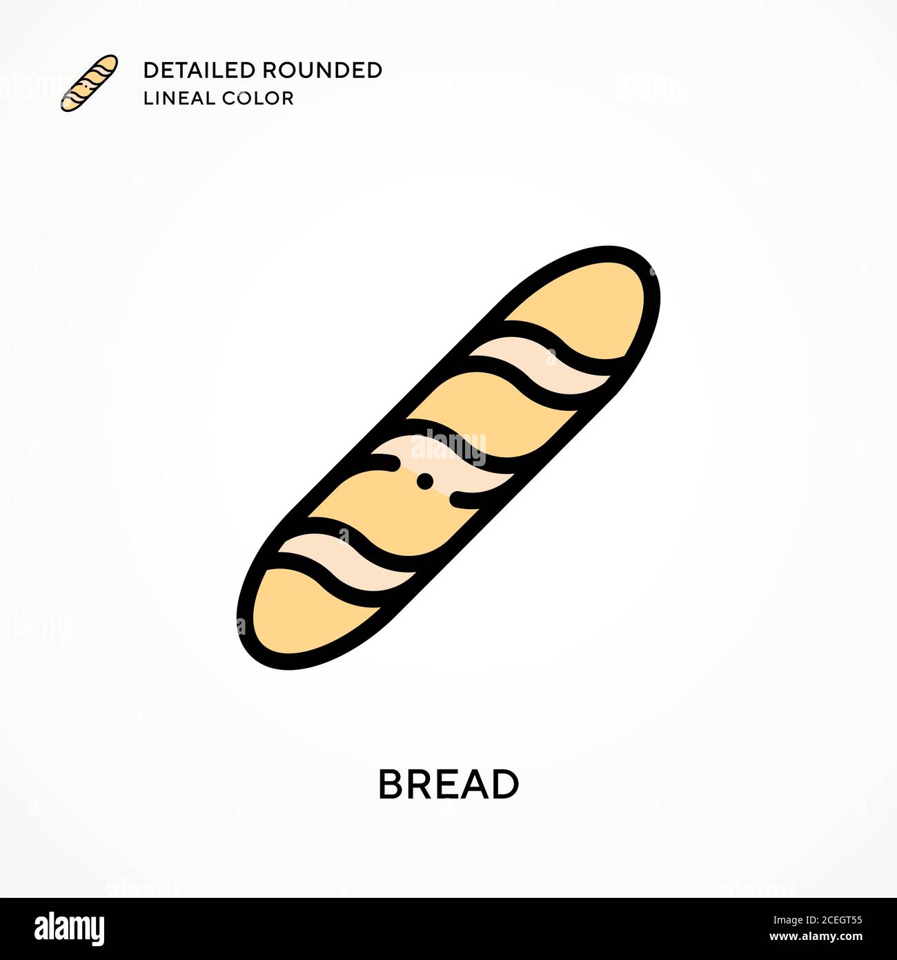Bread detailed rounded lineal color. Modern vector illustration ...