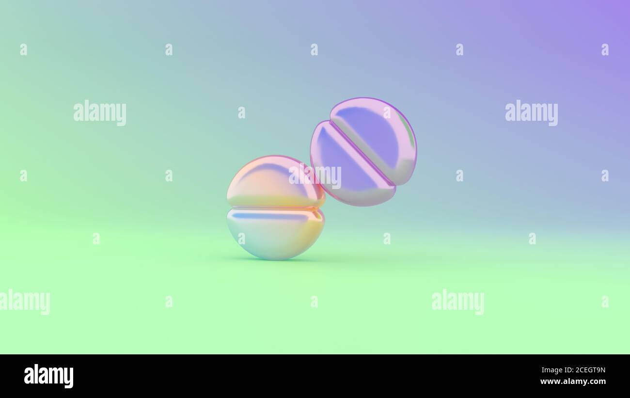 Colorful vibrant 3d rendering puffed symbol of two pills on colored ...