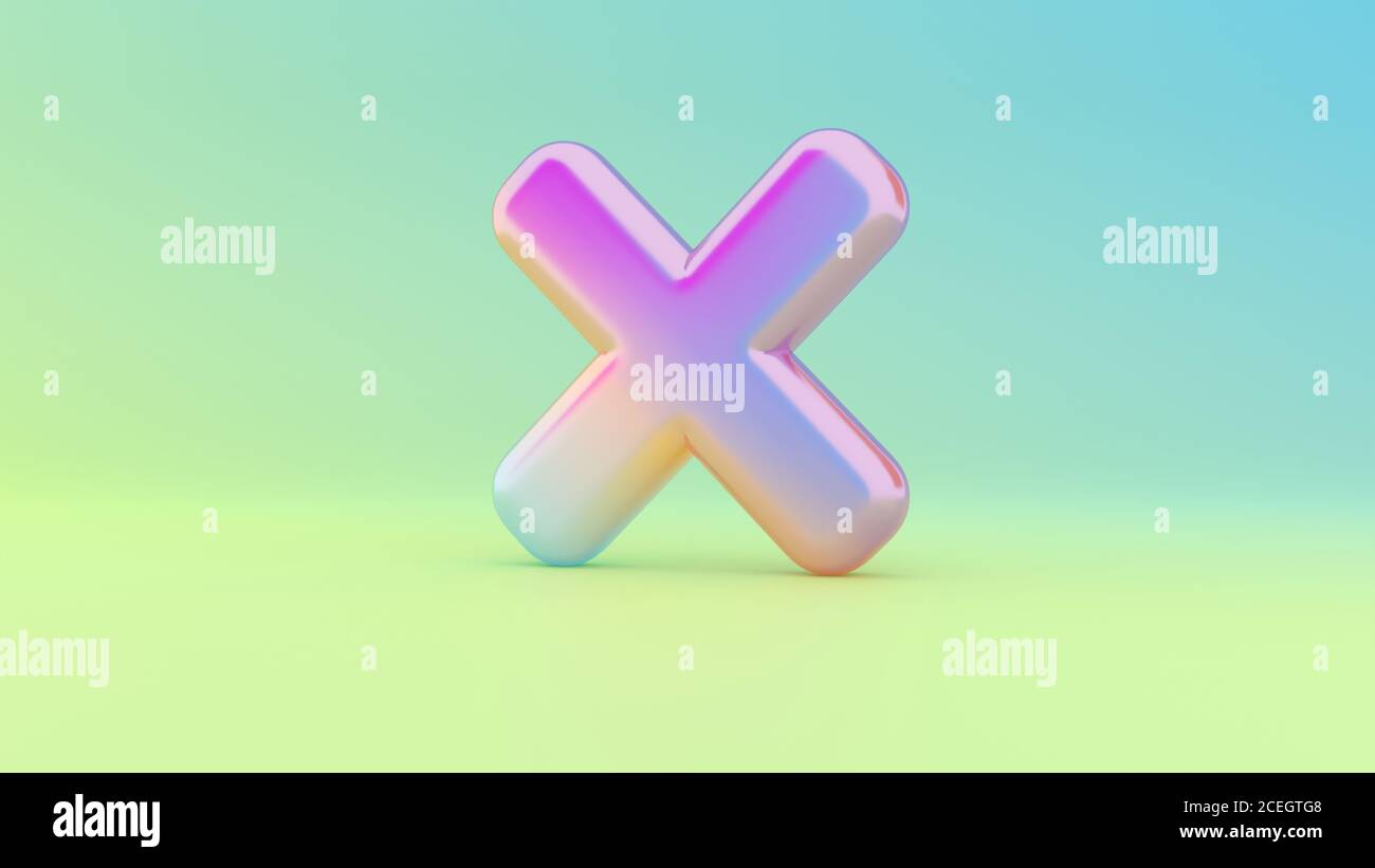 Colorful vibrant 3d rendering puffed symbol of times sign on colored ...