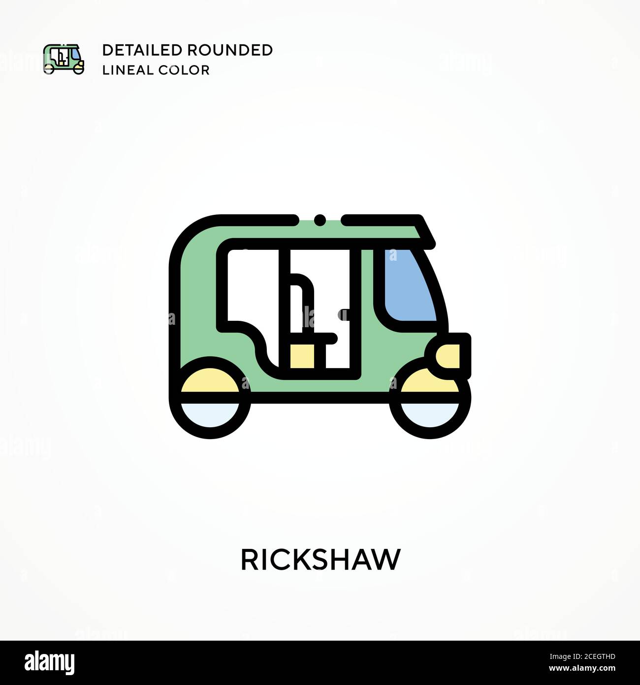 Rickshaw detailed rounded lineal color. Modern vector illustration concepts. Easy to edit and ...