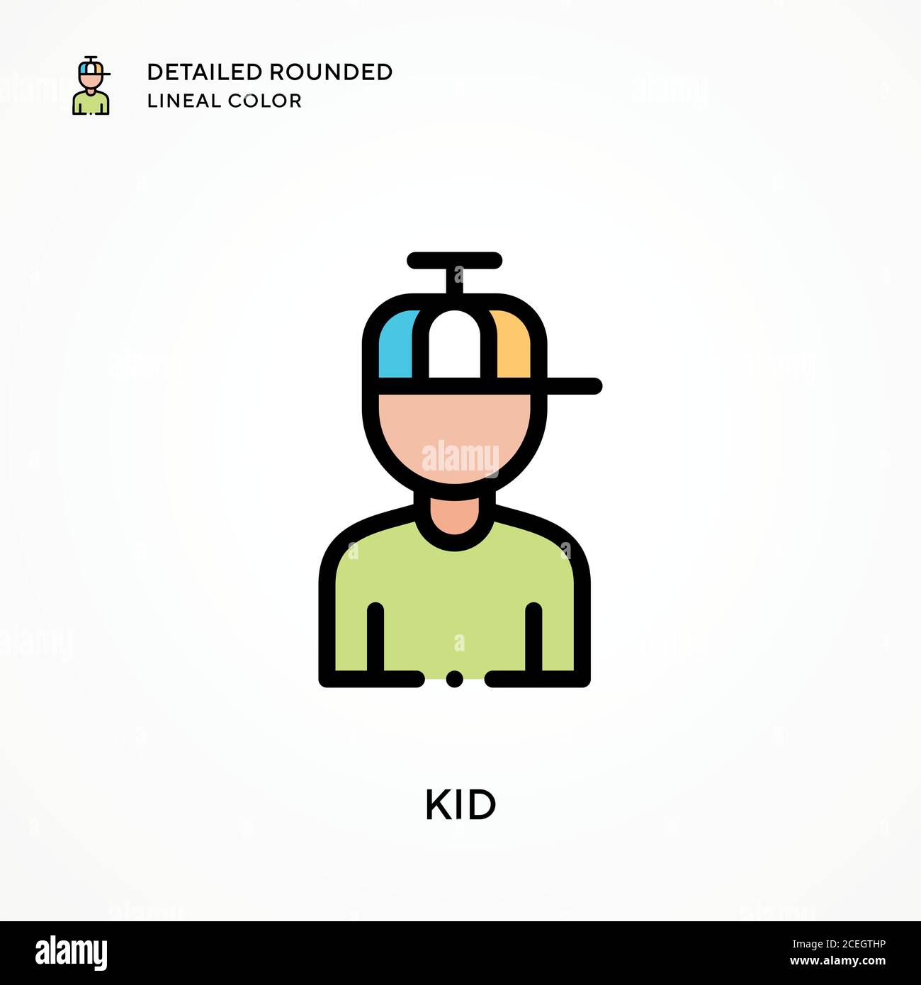 Kid detailed rounded lineal color. Modern vector illustration concepts ...