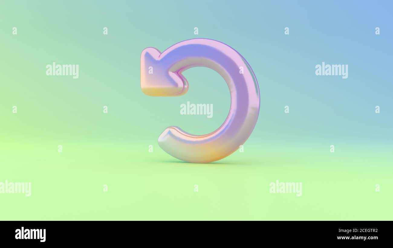 Colorful vibrant 3d rendering puffed symbol of undo arrow on colored ...