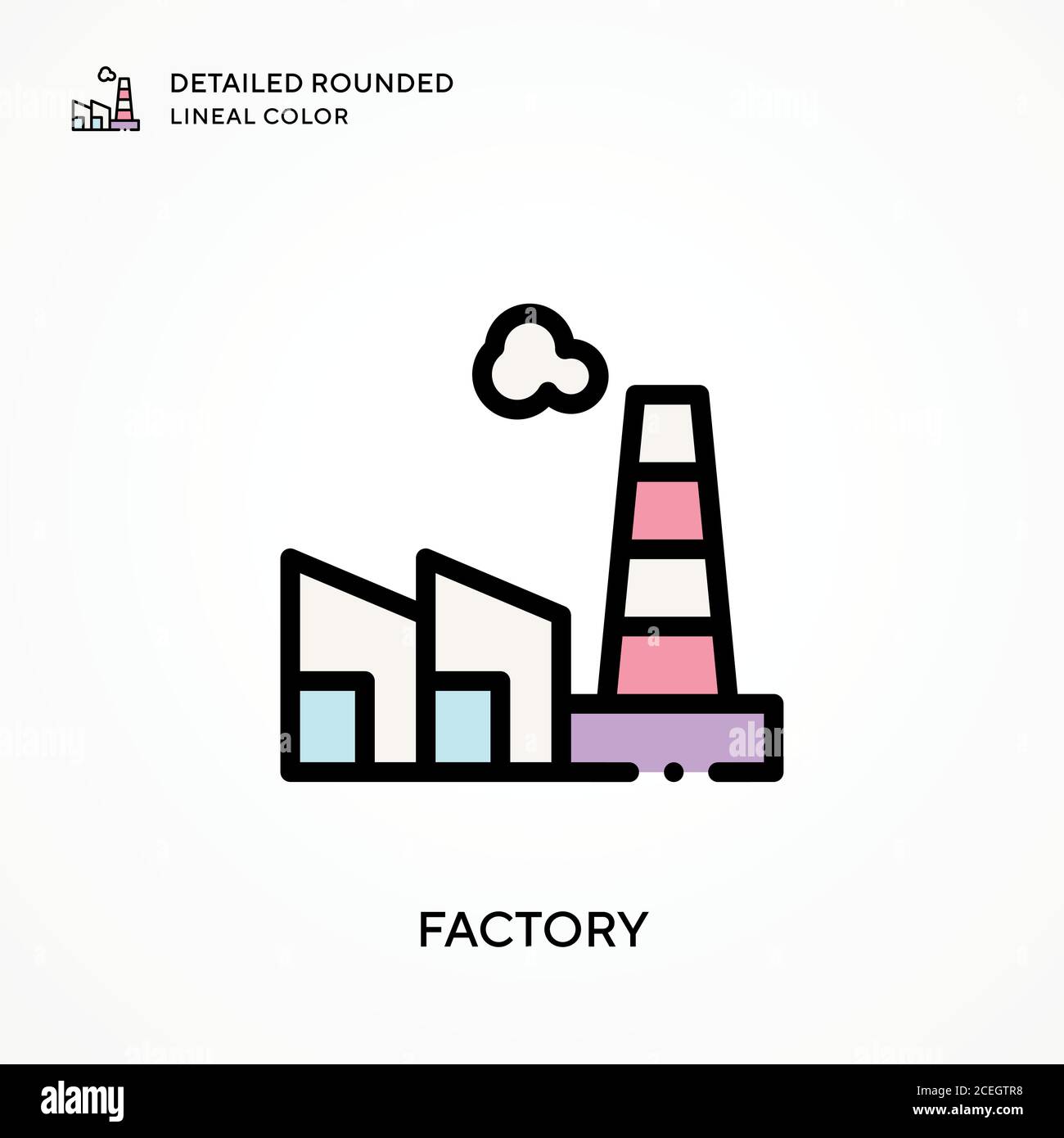 Factory detailed rounded lineal color. Modern vector illustration ...
