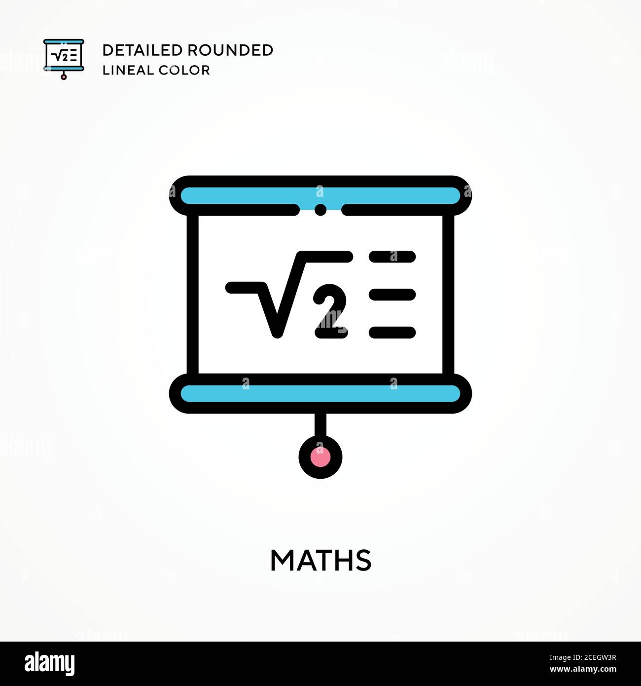 Maths detailed rounded lineal color. Modern vector illustration ...