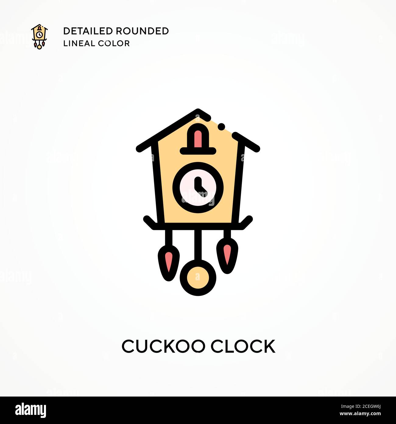 Cuckoo clock detailed rounded lineal color. Modern vector illustration concepts. Easy to edit ...