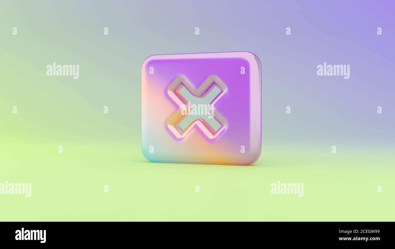 Colorful vibrant 3d rendering puffed symbol of cancel cross in rounded ...