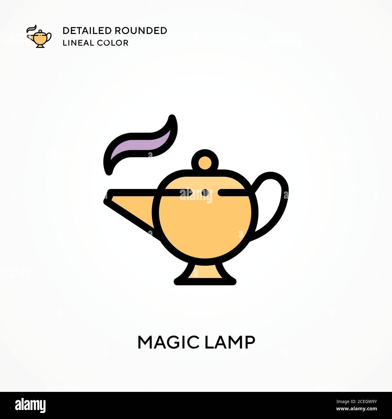 Magic lamp detailed rounded lineal color. Modern vector illustration ...