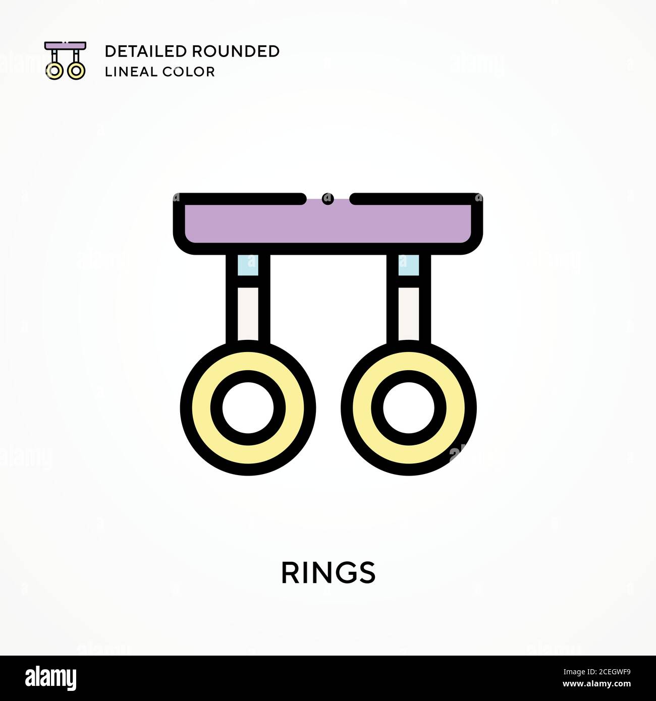 Rings detailed rounded lineal color. Modern vector illustration ...