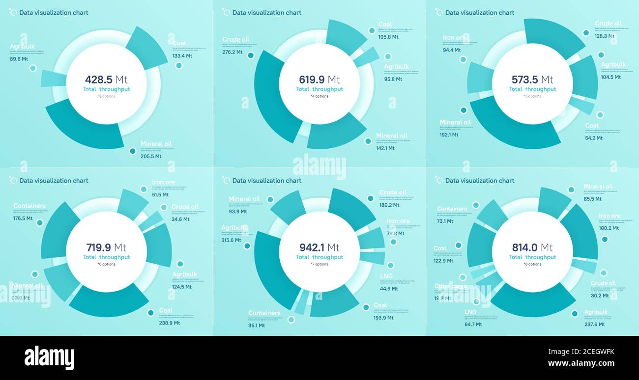Set of vector pie chart designs, modern templates for creating ...