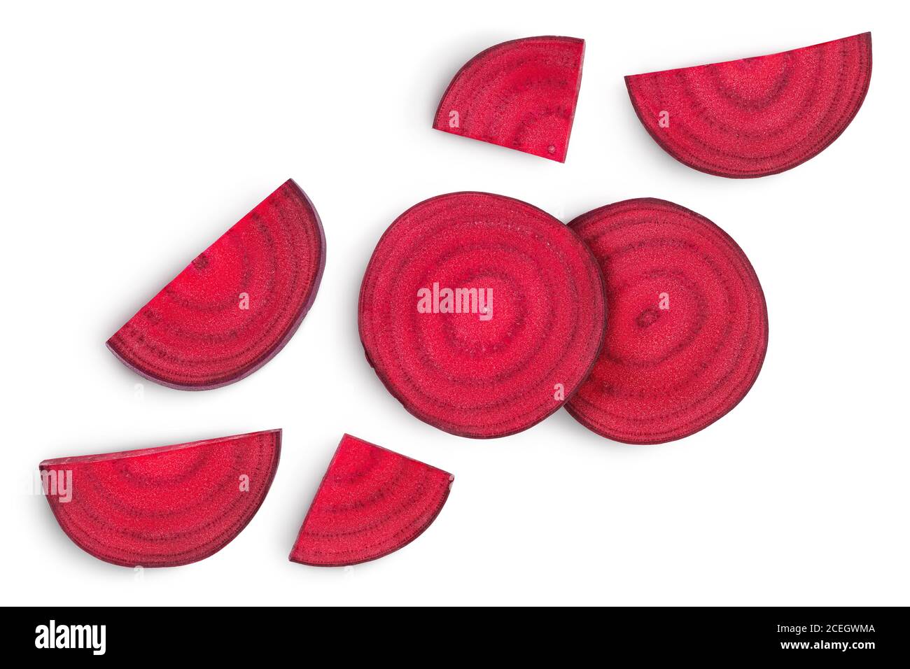 beetroot slices isolated on white background with clipping path and ...