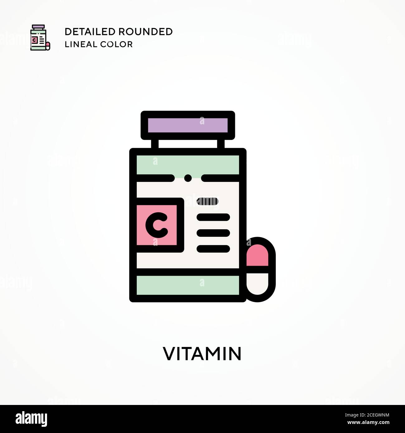 Vitamin detailed rounded lineal color. Modern vector illustration ...