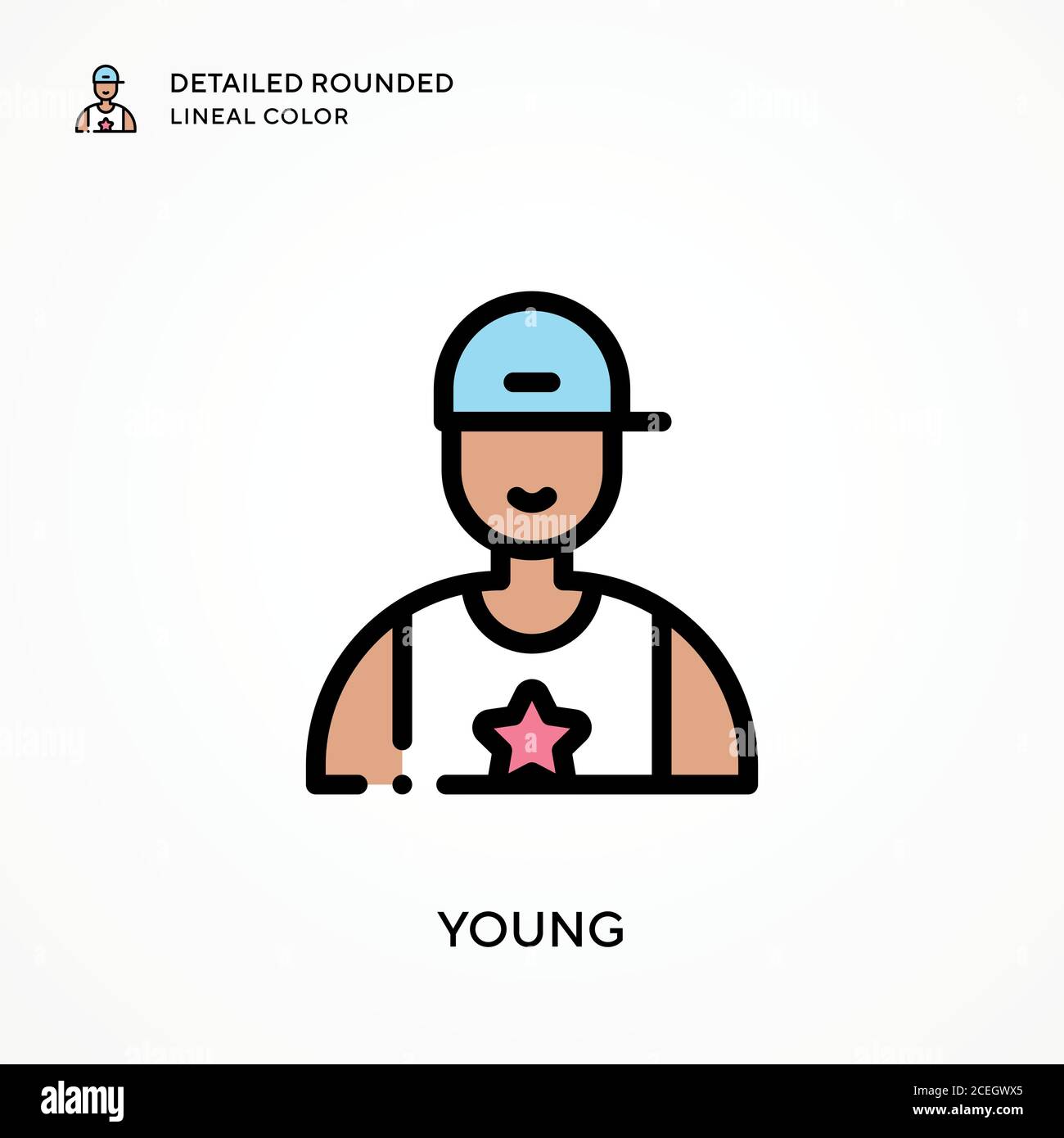 Young detailed rounded lineal color. Modern vector illustration ...