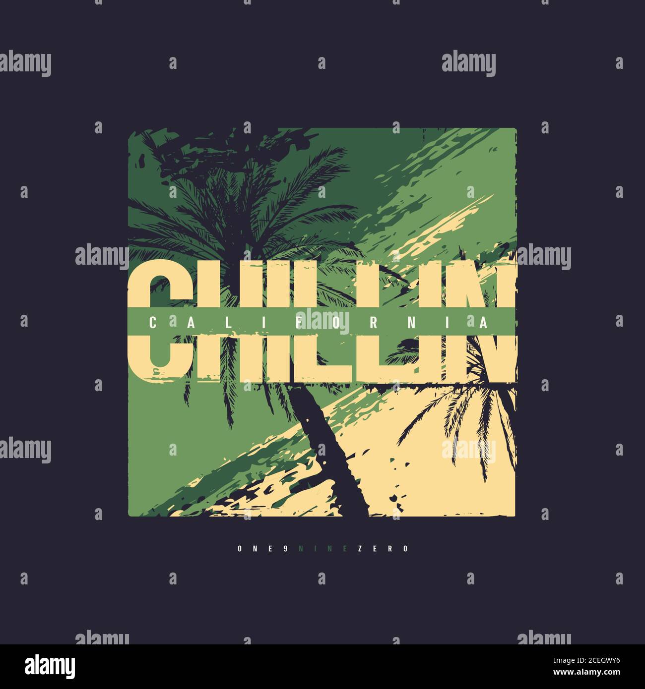 Chillin California vector graphic t-shirt design, poster, print Stock ...