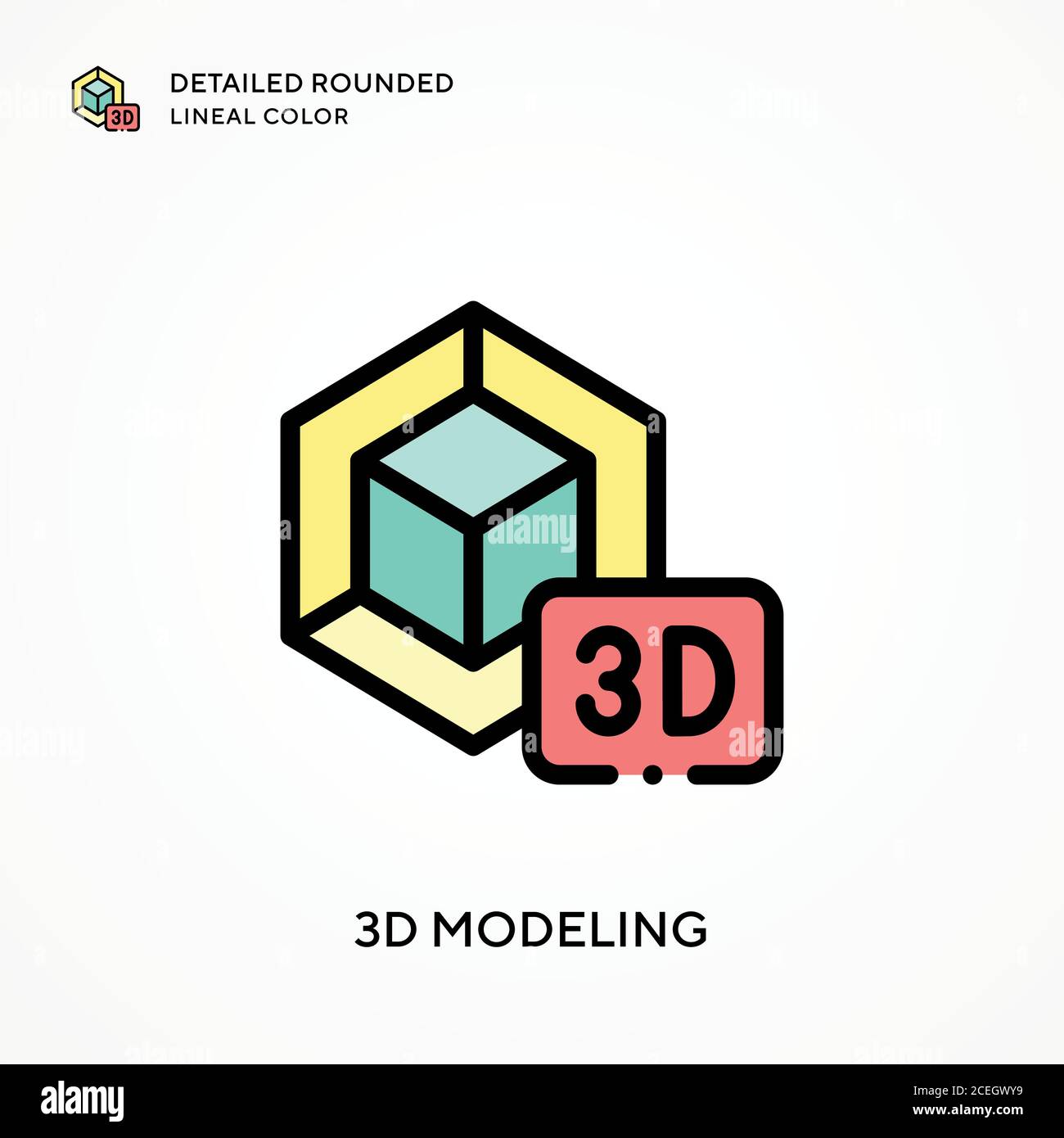 3d modeling detailed rounded lineal color. Modern vector illustration ...