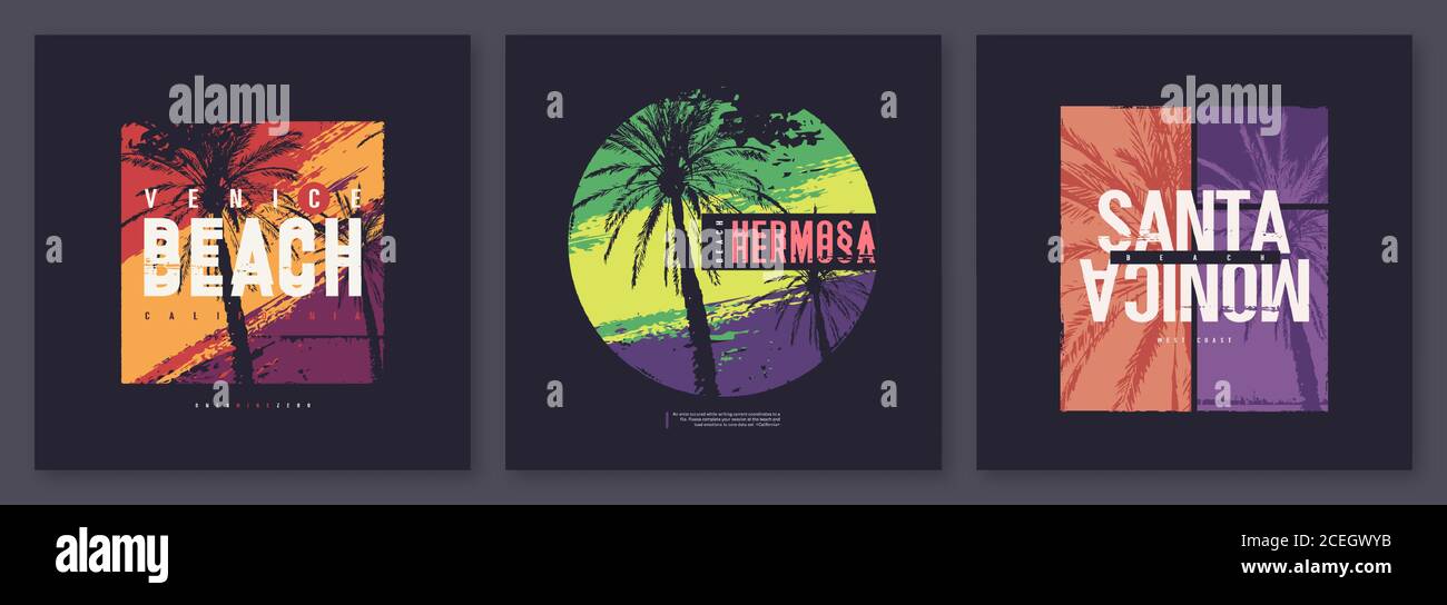 Collection of three vector graphic t-shirt designs, posters, prints on ...