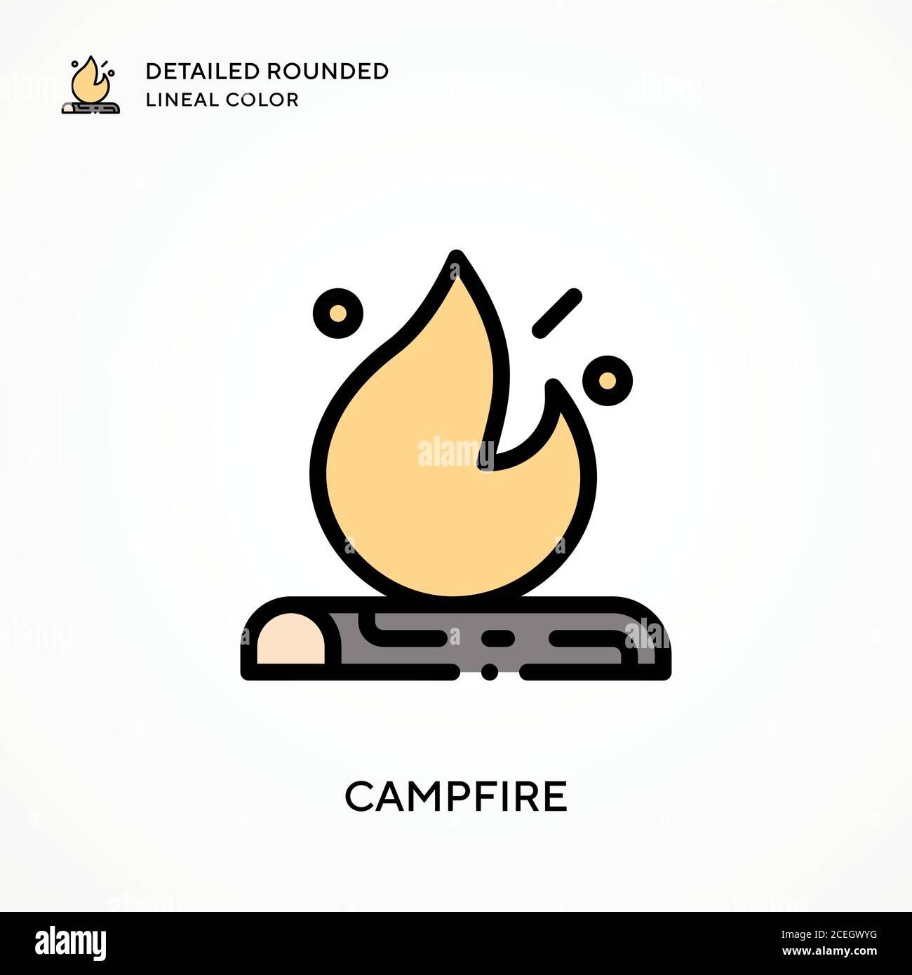 Campfire detailed rounded lineal color. Modern vector illustration ...