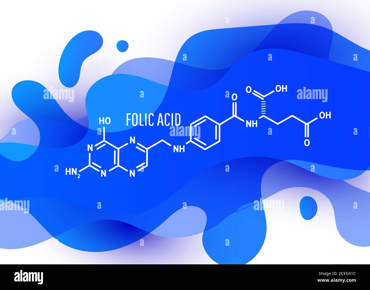 Folic acid, folate molecule. It is known as vitamin B9 Stock Vector ...