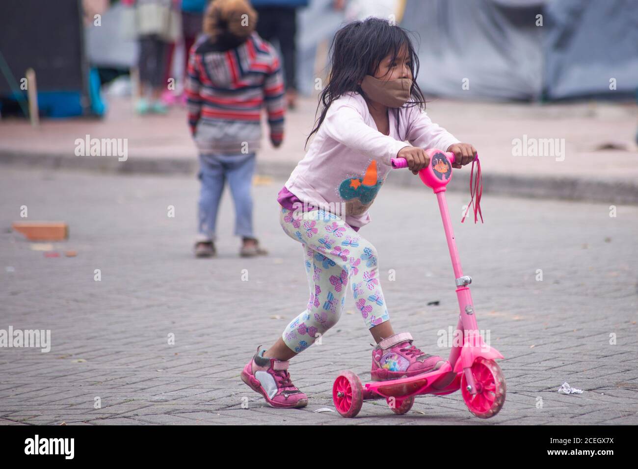 Indigenous Embera children playing in the makeshift camp in a park in ...