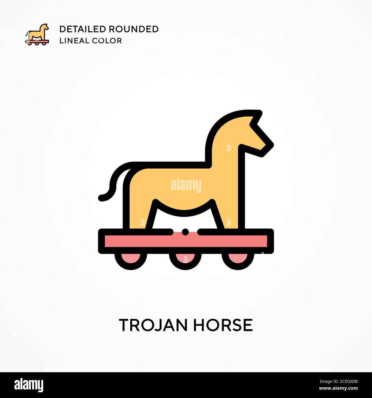 Trojan horse detailed rounded lineal color. Modern vector illustration concepts. Easy to edit ...