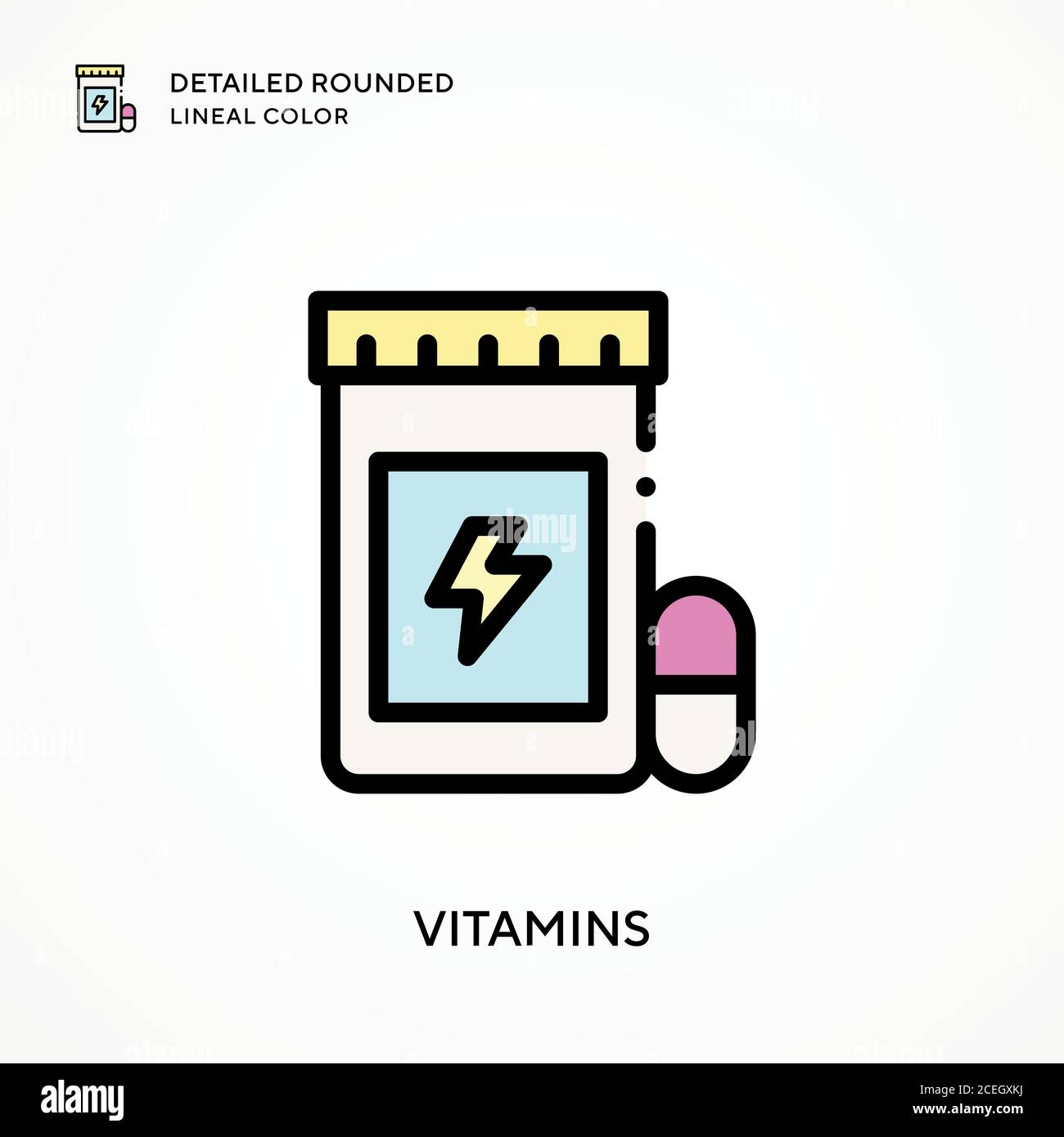 Vitamins detailed rounded lineal color. Modern vector illustration concepts. Easy to edit and ...