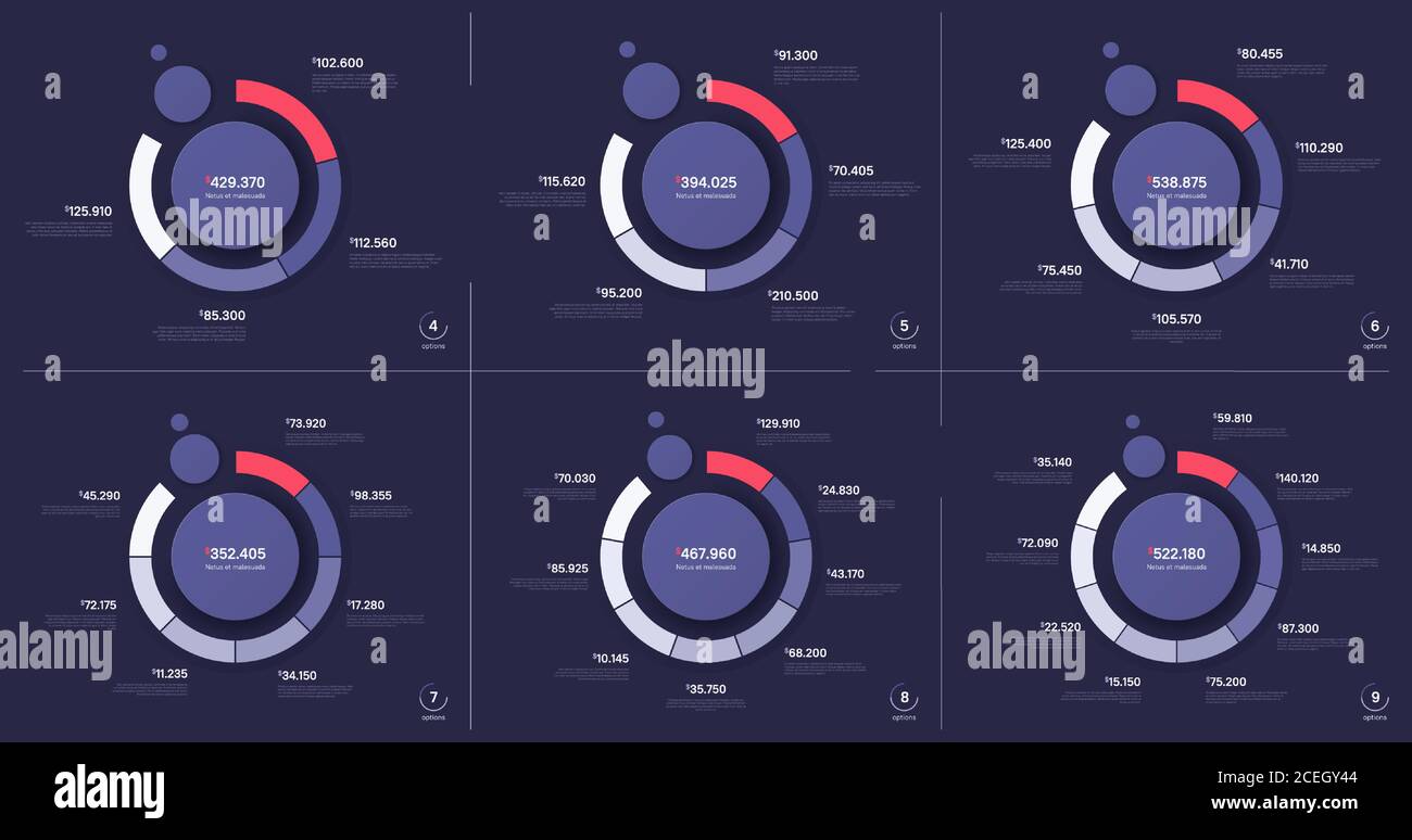 Set of vector circle chart designs, modern templates for creating ...