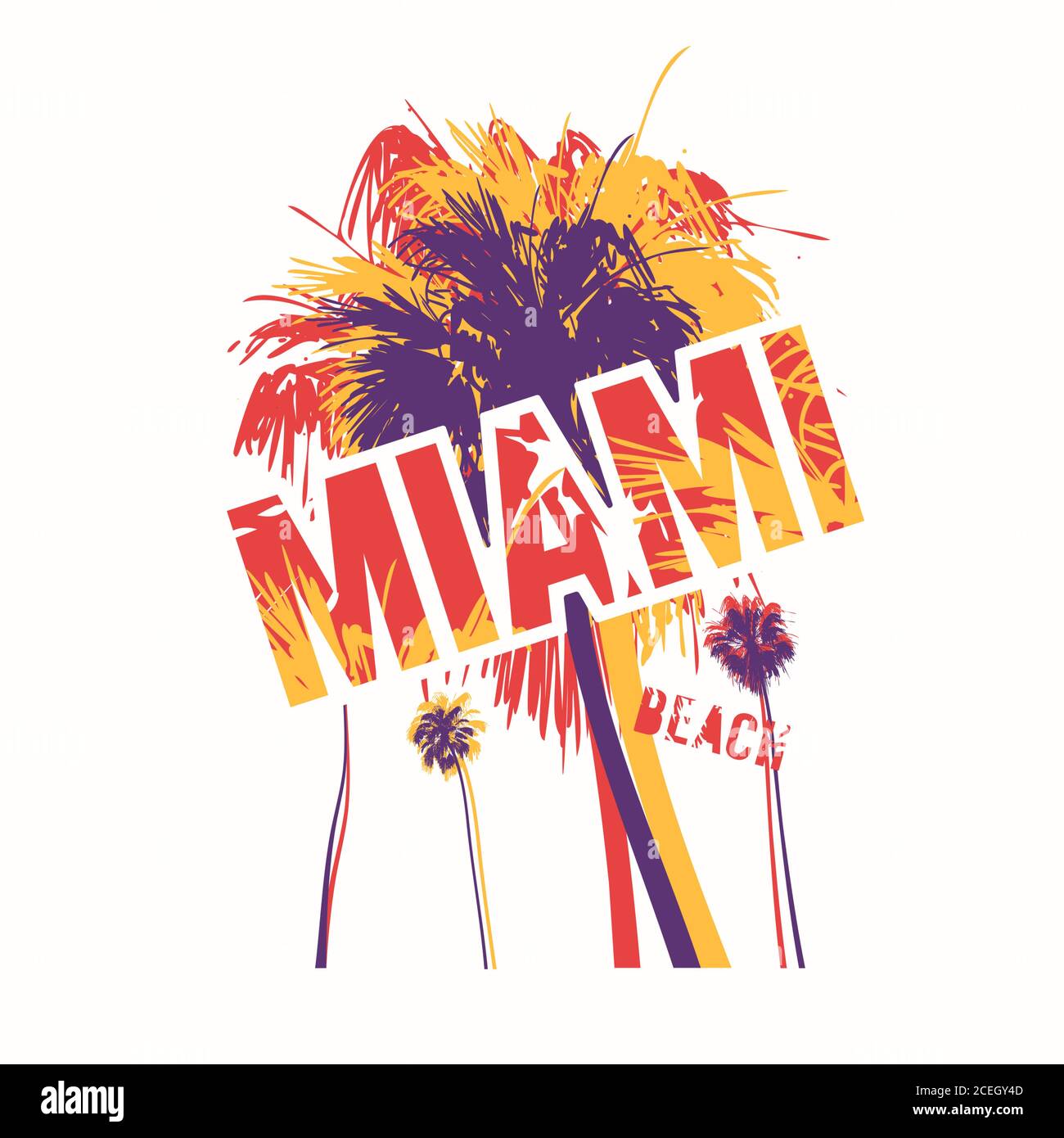 Miami beach colorful vector graphic t-shirt design, poster, print Stock ...