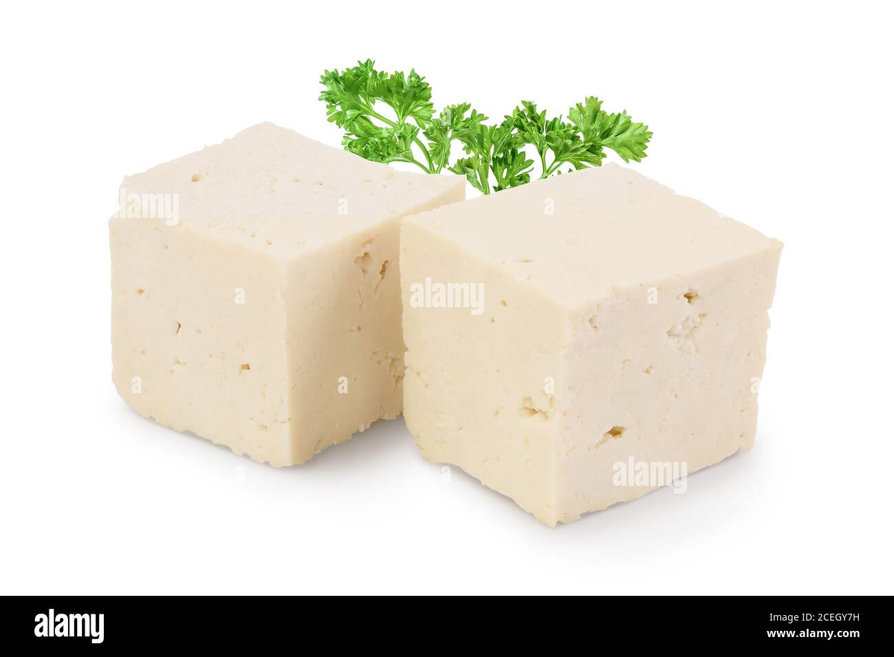 diced tofu cheese isolated on white background with clipping path and ...