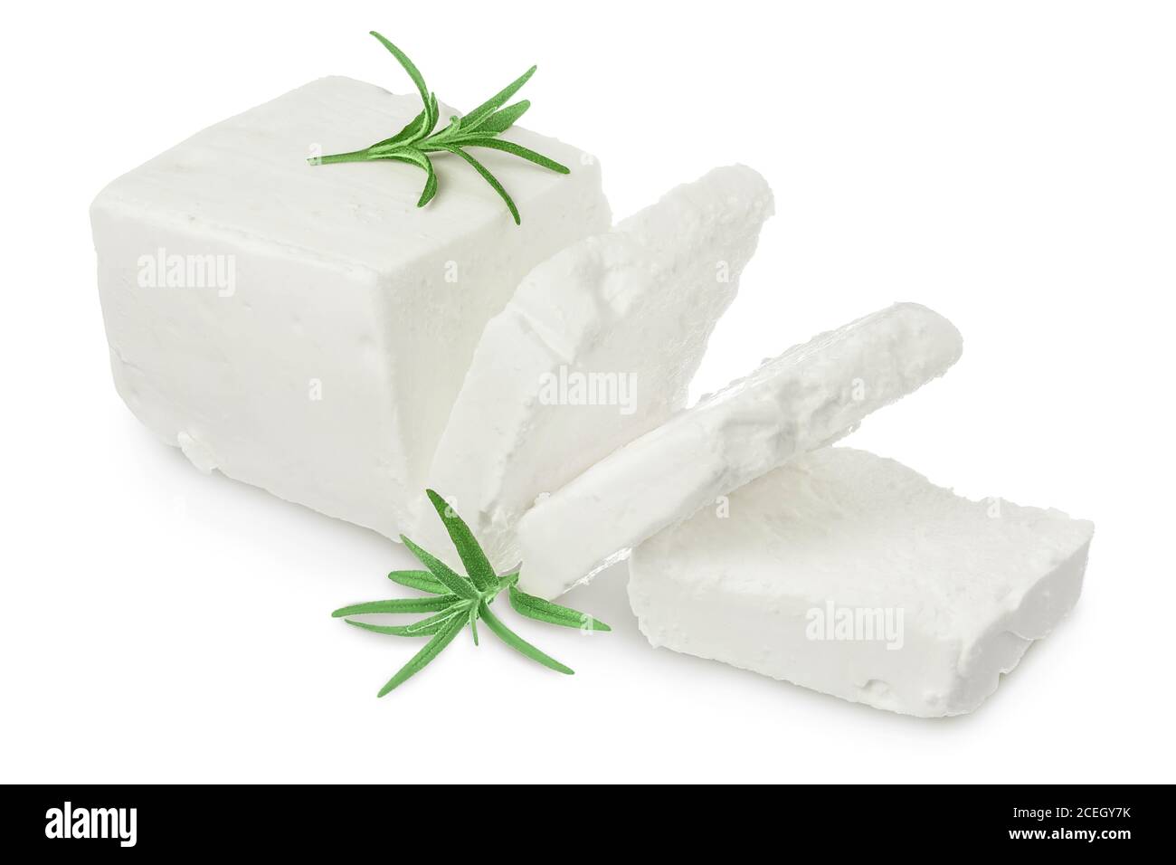 Feta cheese isolated on white background. With clipping path and full ...