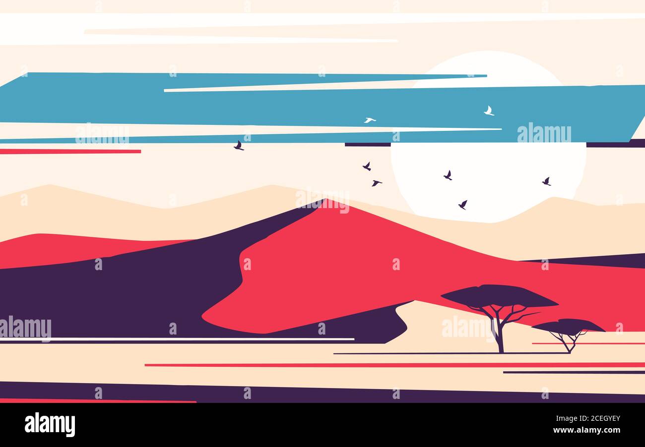 Namib desert panorama Stock Vector Images - Alamy