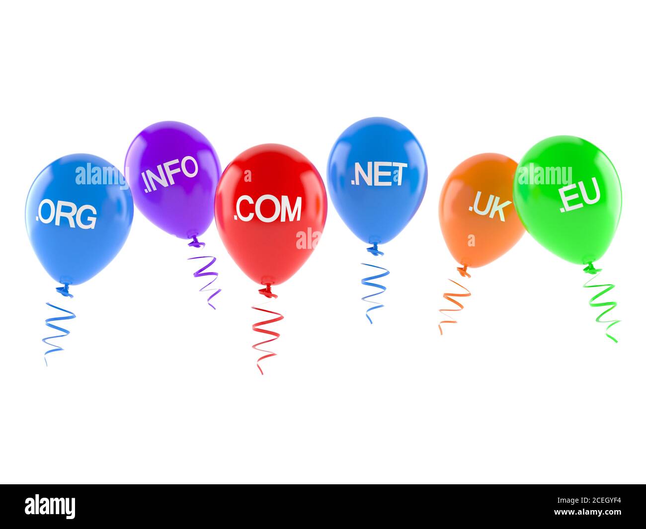 Domains with balloons isolated on white background Stock Photo - Alamy