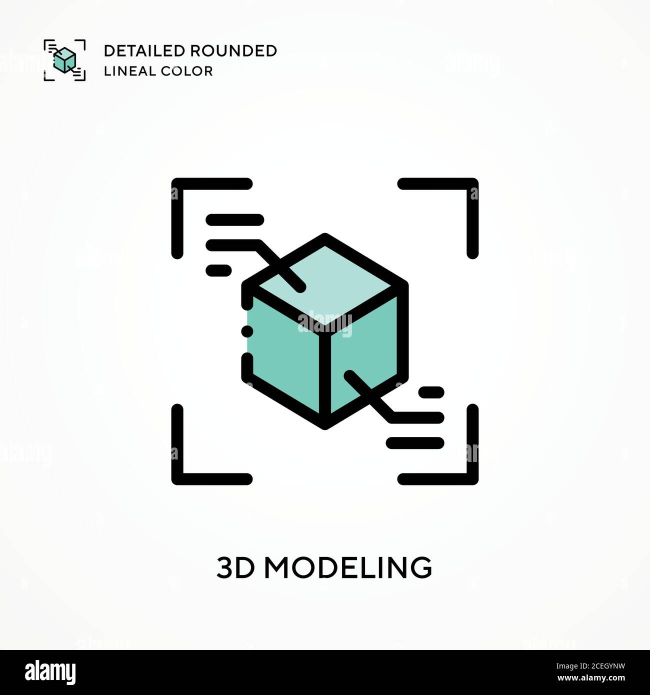 3d modeling detailed rounded lineal color. Modern vector illustration ...