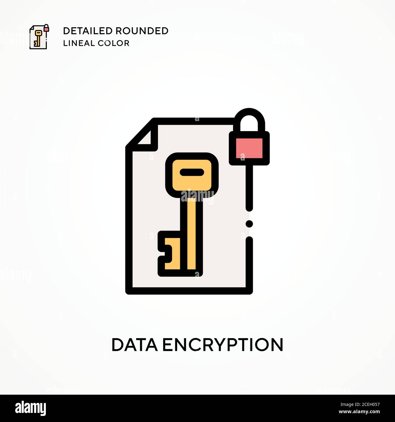 Data encryption detailed rounded lineal color. Modern vector ...