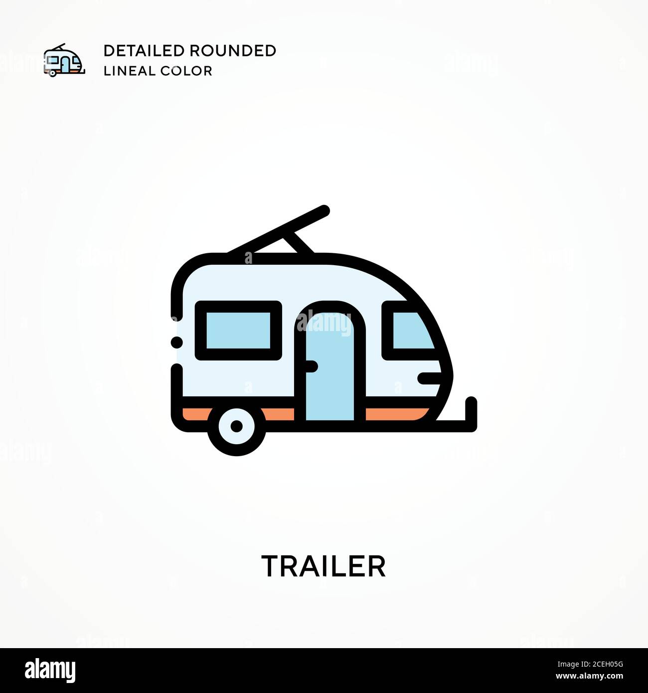 Trailer detailed rounded lineal color. Modern vector illustration concepts. Easy to edit and ...