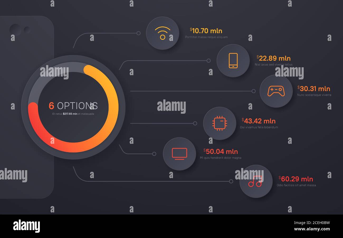 Vector Presentation Infographic Structure Chart Design Six Options Stock Vector Image And Art Alamy