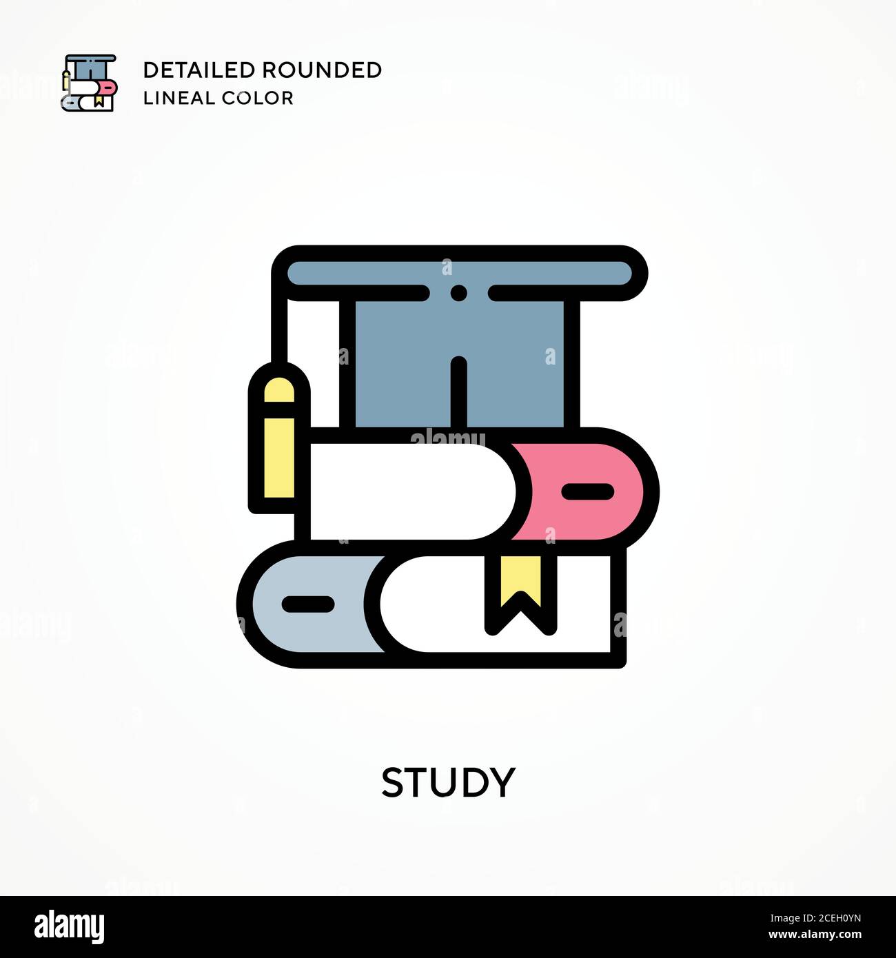 Study detailed rounded lineal color. Modern vector illustration ...