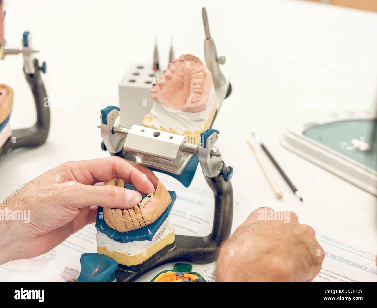Dental technician making a denture Stock Photo - Alamy