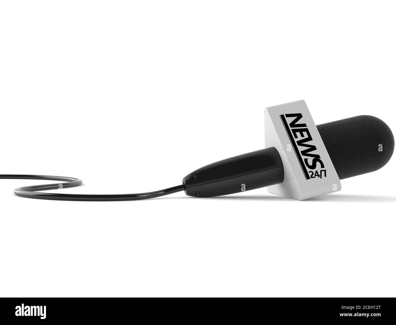 Microphone news isolated on white background Stock Photo - Alamy