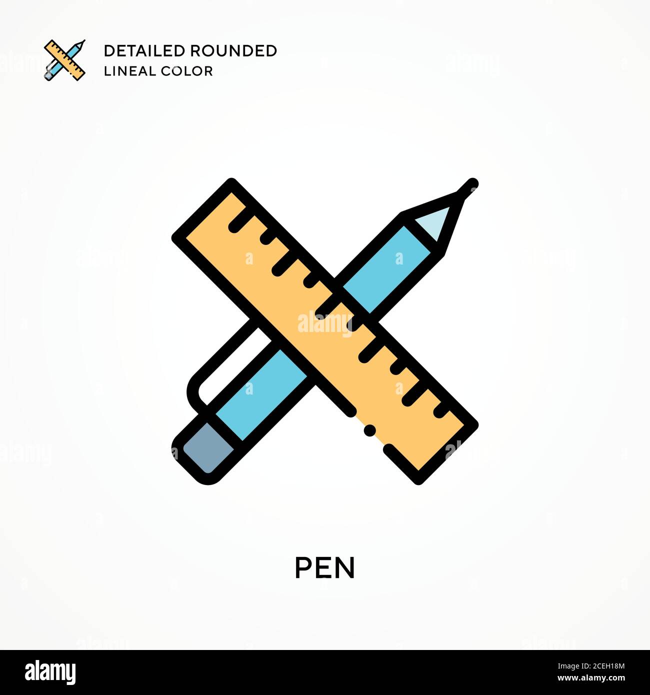 Pen detailed rounded lineal color. Modern vector illustration concepts ...