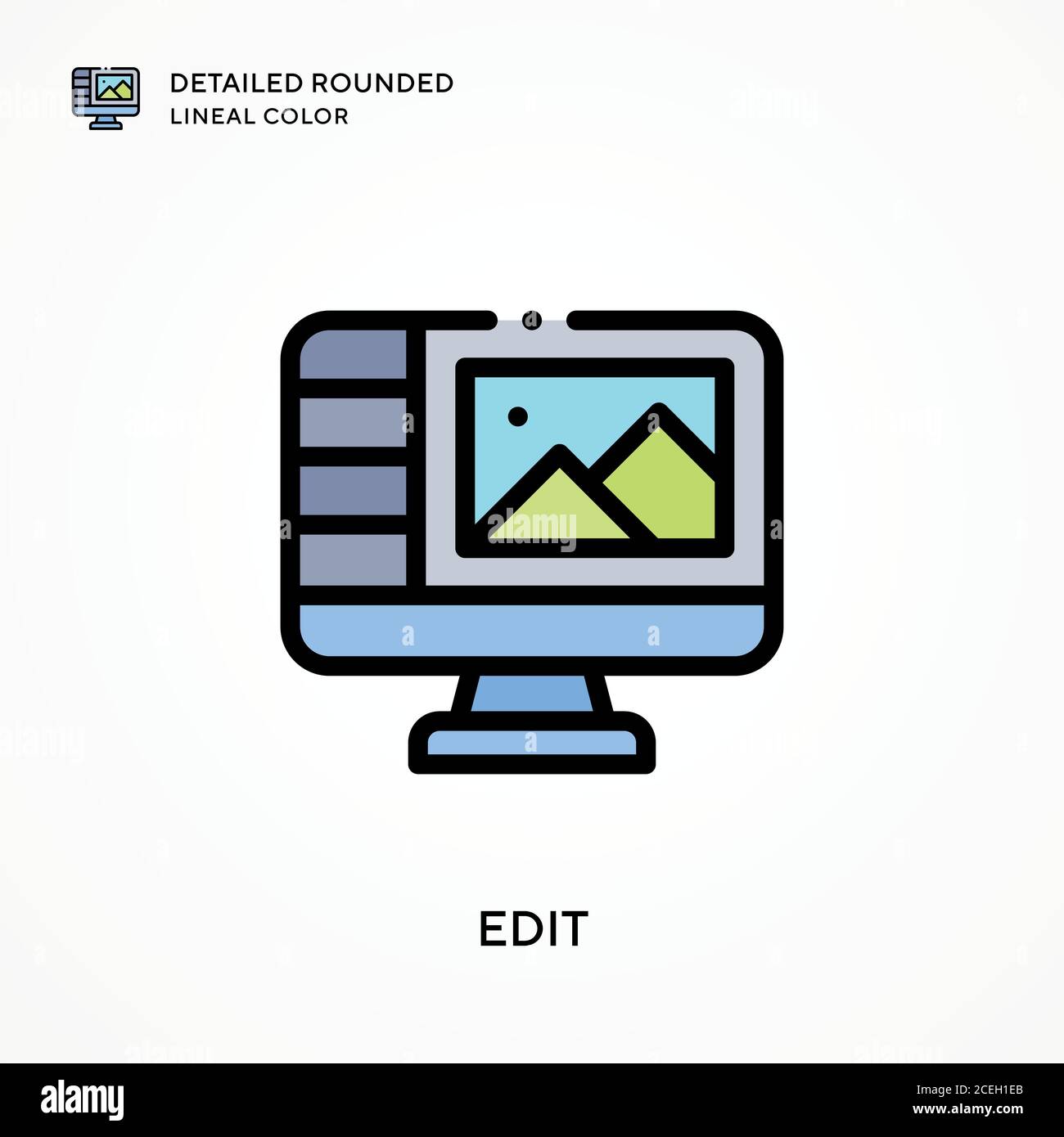 Edit detailed rounded lineal color. Modern vector illustration concepts ...