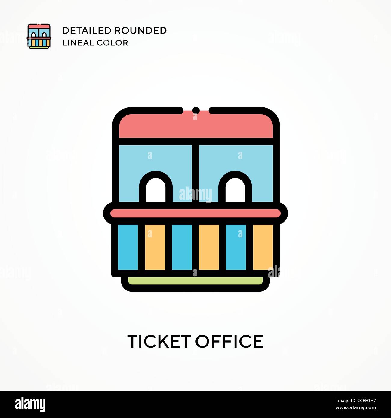 Ticket office detailed rounded lineal color. Modern vector illustration ...
