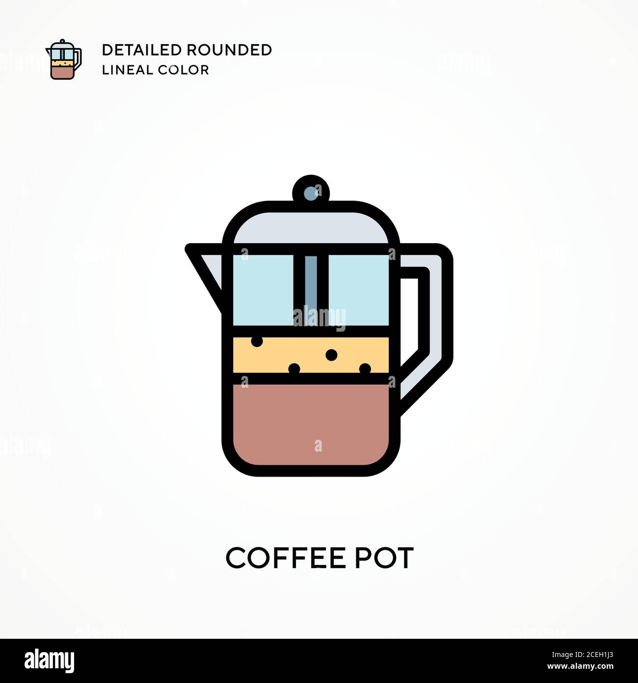 Coffee pot detailed rounded lineal color. Modern vector illustration ...